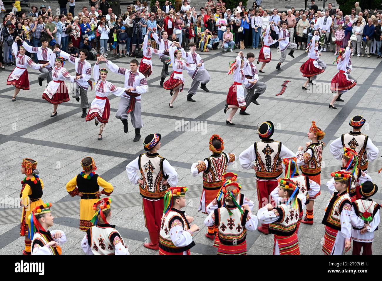 Lviv, Ukraine - June 28, 2023: People dance traditional Ukrainian ...