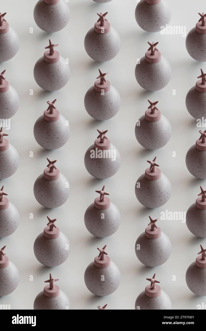 Repeated pattern of pink bombs on white background Stock Photo - Alamy