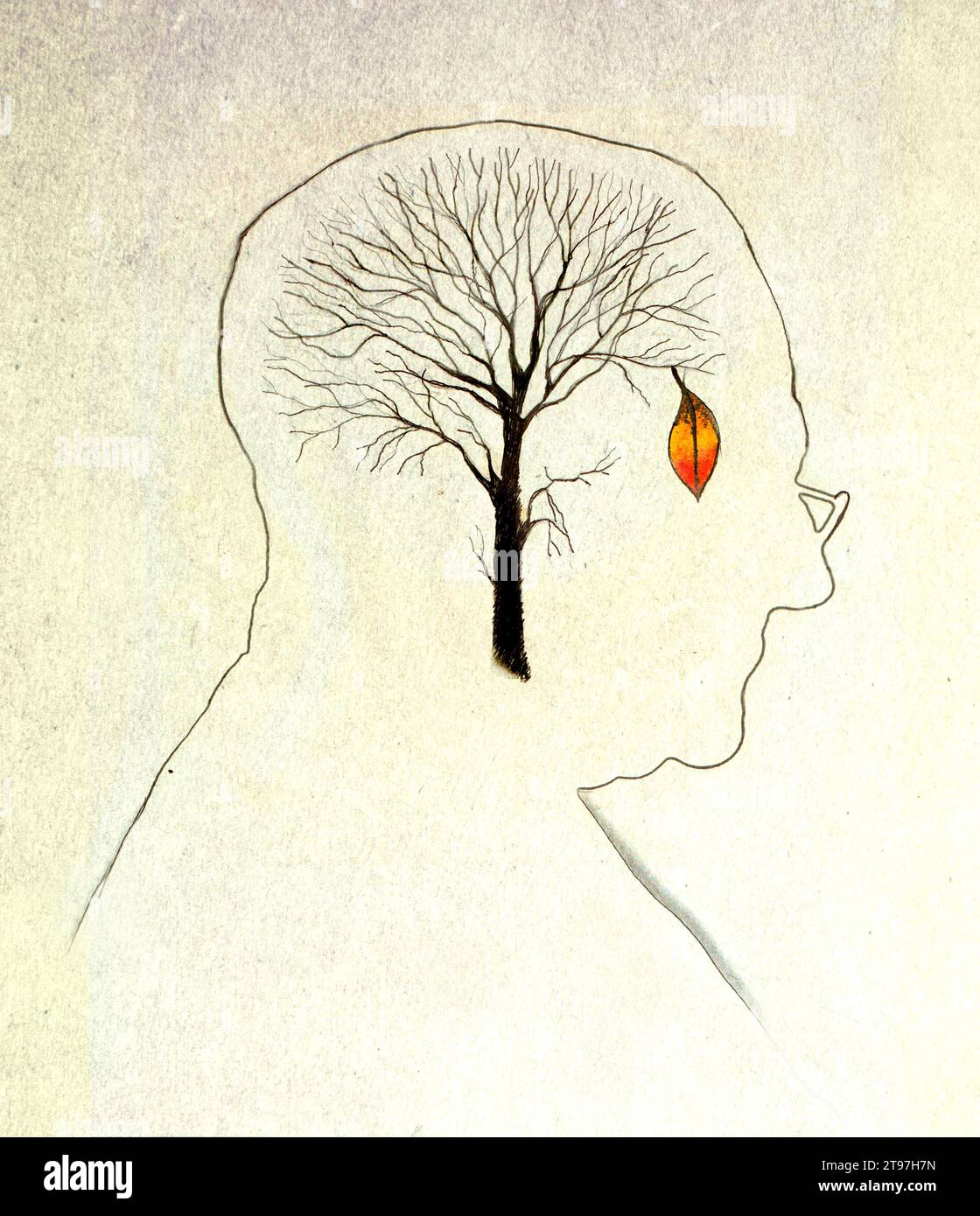 Human head and tree illustration hi-res stock photography and images ...
