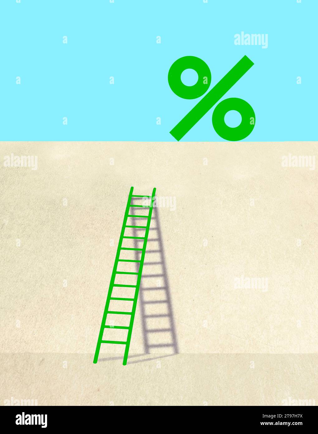 Ladder leaning on wall with percentage sign Stock Photo - Alamy