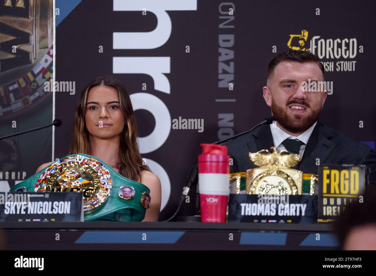 Skye Nicolson and Thomas Carty during a press conference at the Dublin ...