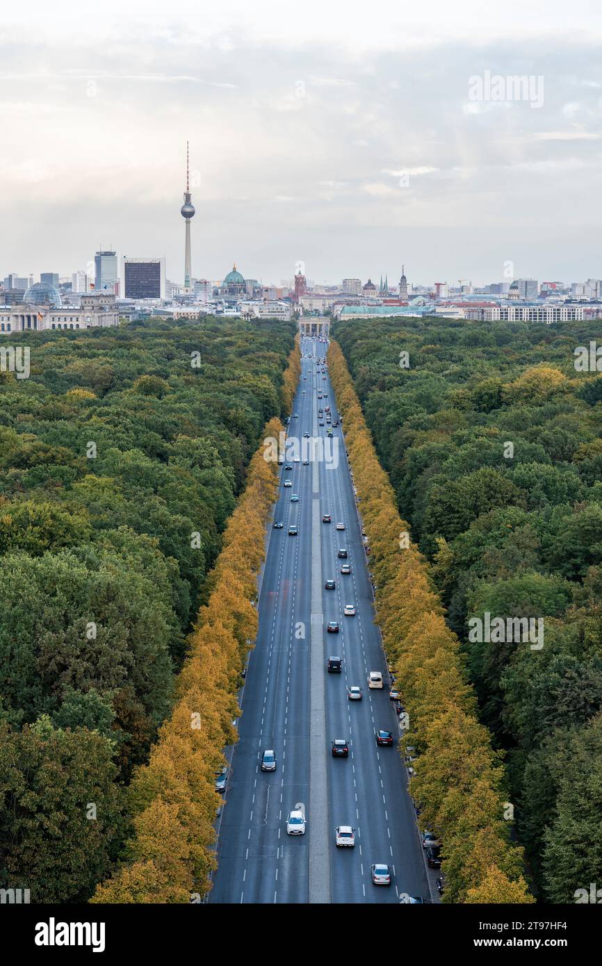Germany, Berlin, Multiple lane highway seen from Victory Column Stock ...