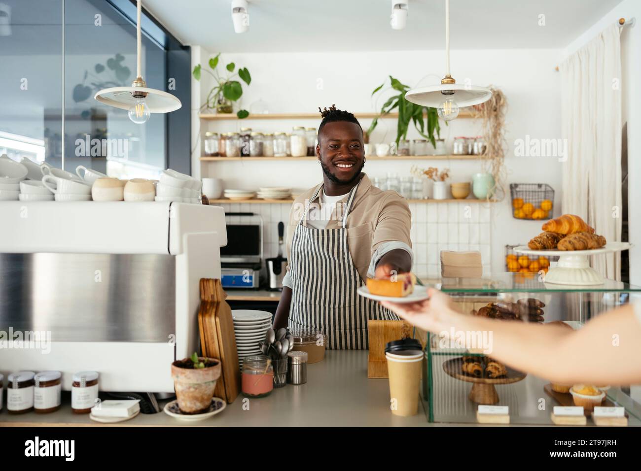 Happy people customer barista hi-res stock photography and images - Alamy
