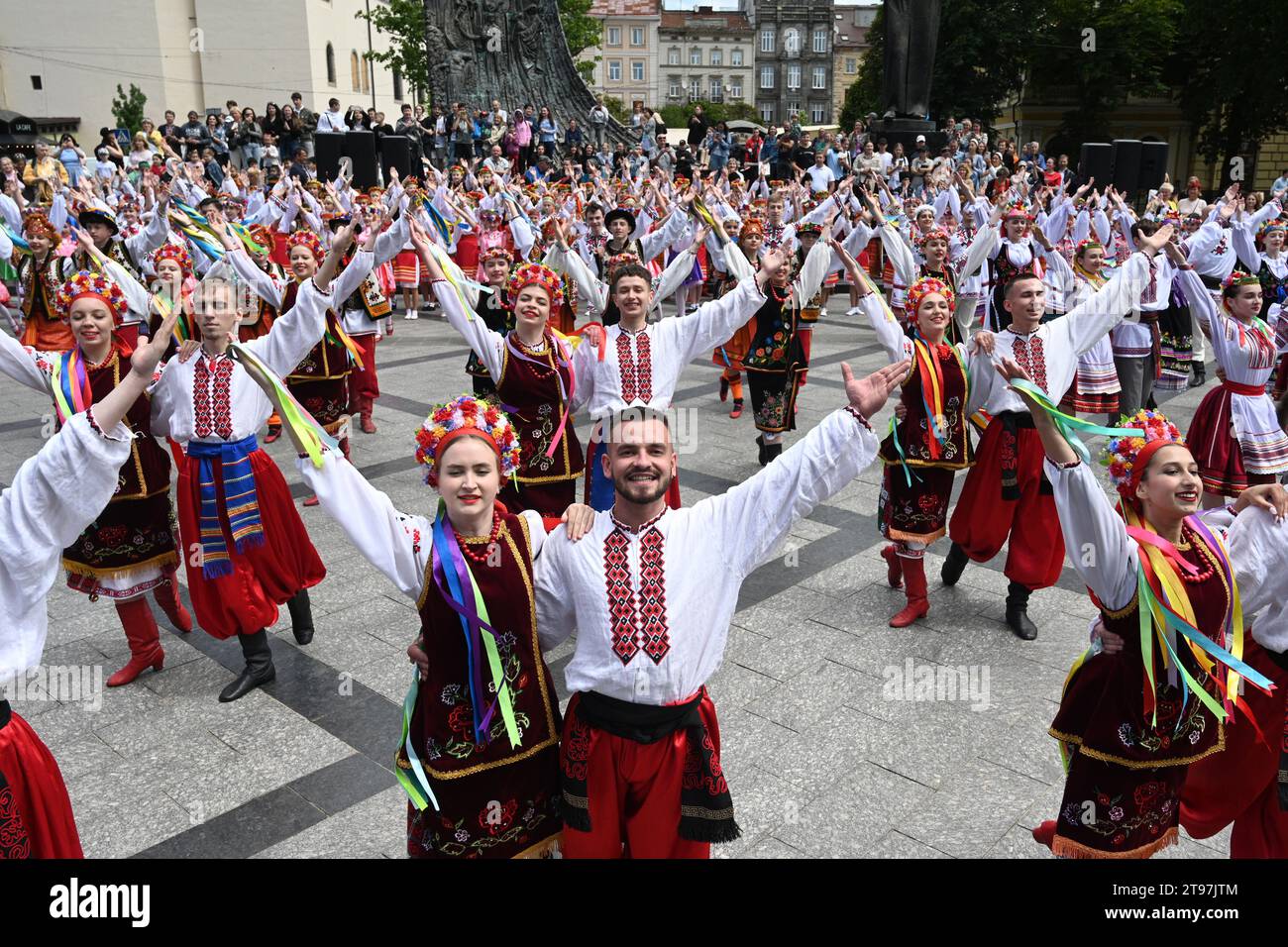 Lviv, Ukraine - June 28, 2023: People dance traditional Ukrainian ...