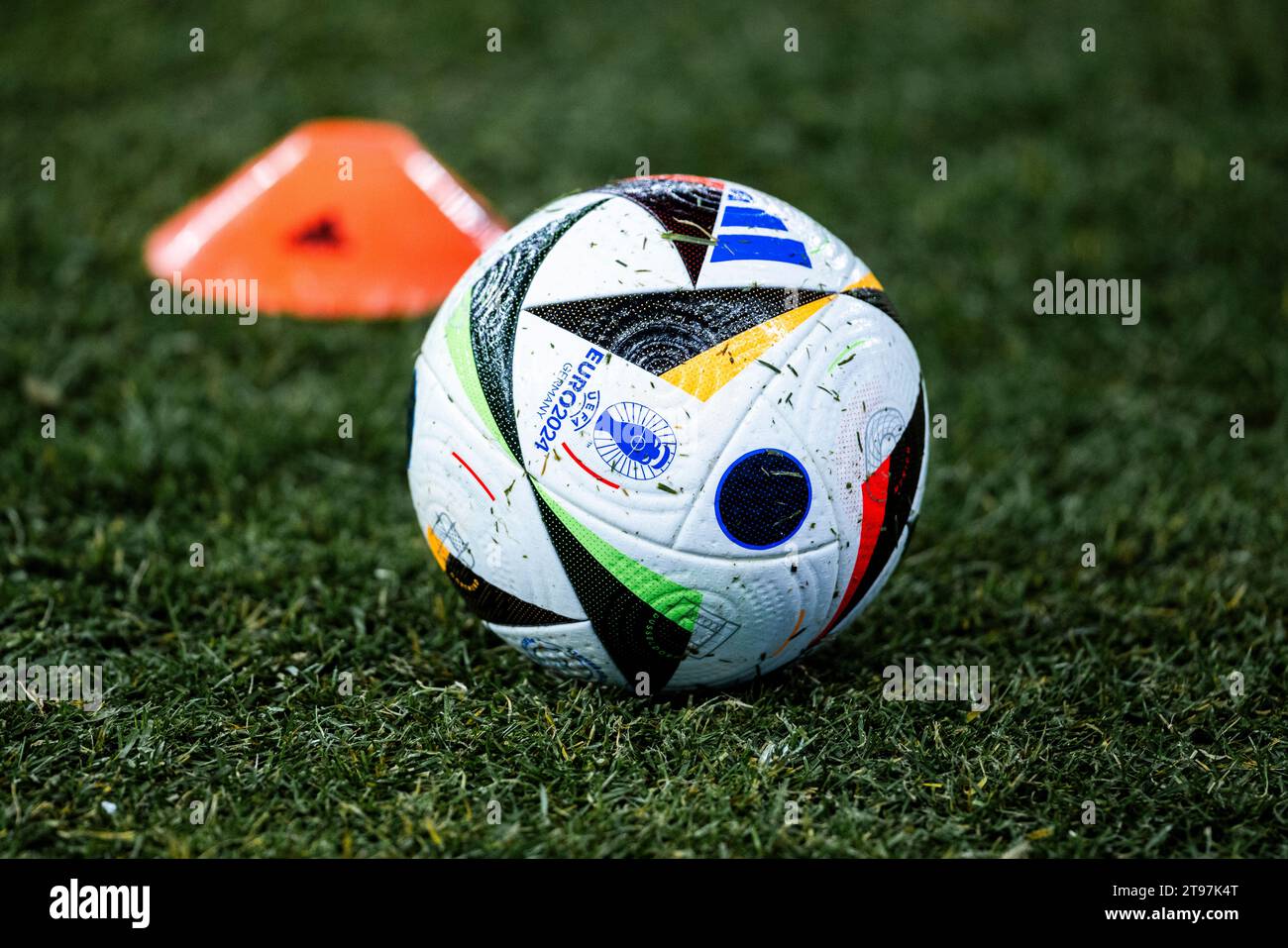 Berlin, Olympiastadion, 18.11.23: Close up view from the Euro 2024 ball ...