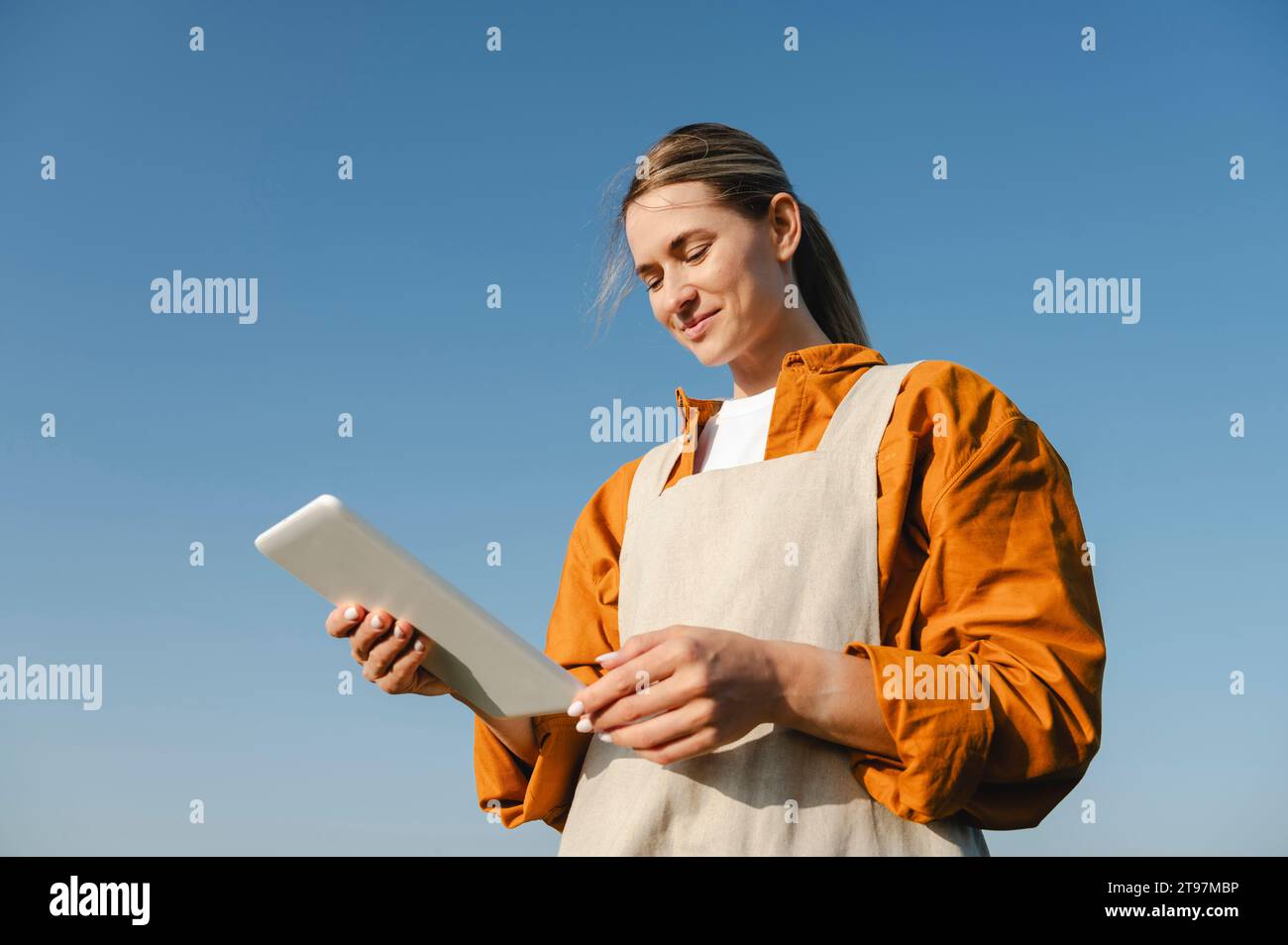 Farmer working on digital tablet hi-res stock photography and images ...