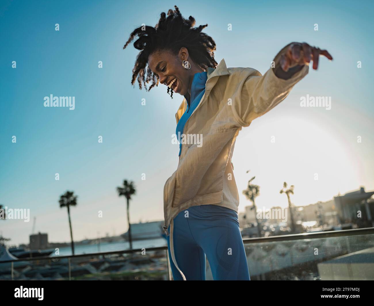 Sky blue and woman hi-res stock photography and images - Alamy