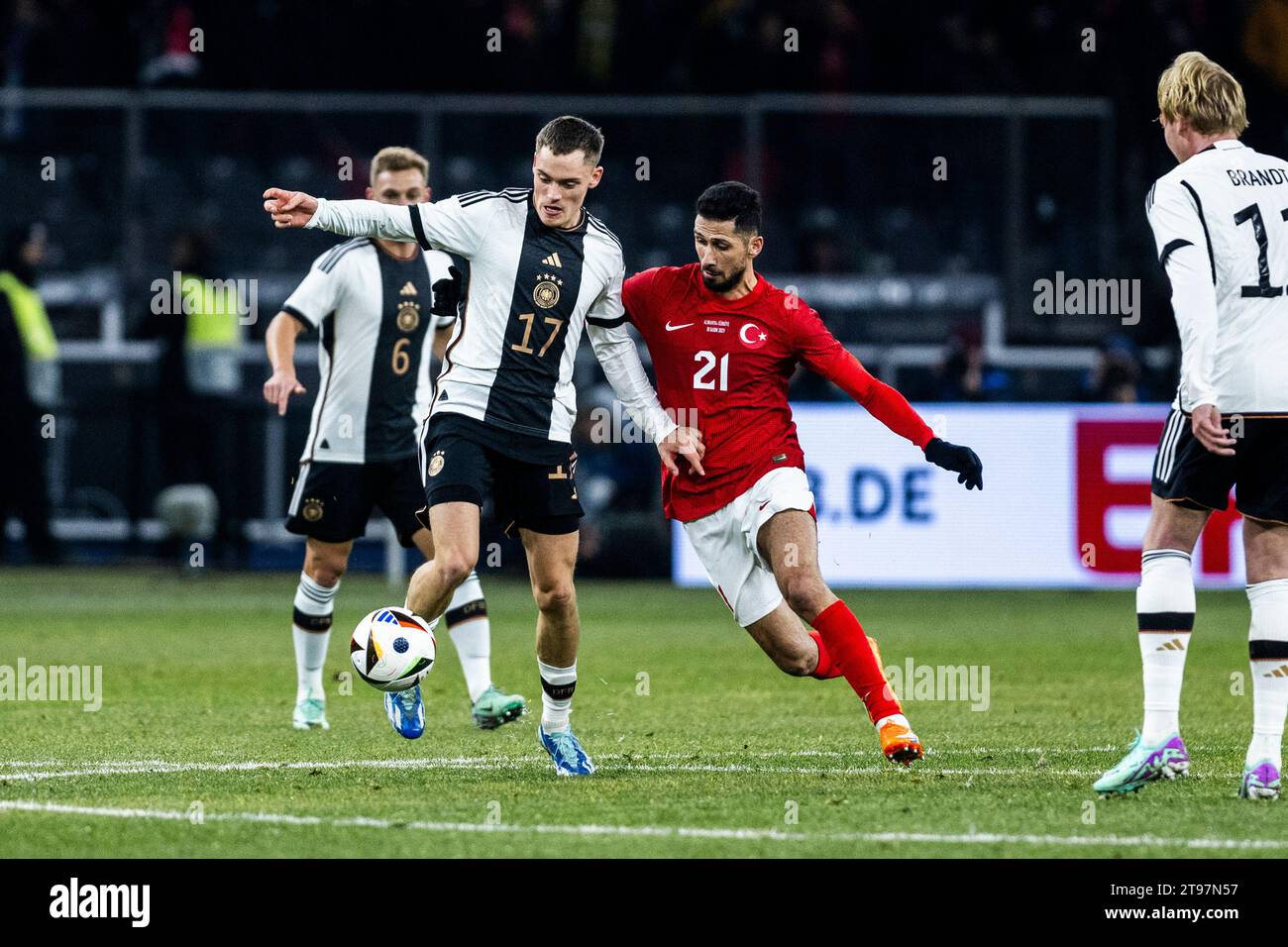 Berlin, Olympiastadion, 18.11.23: Florian Wirtz of Germany challenges ...