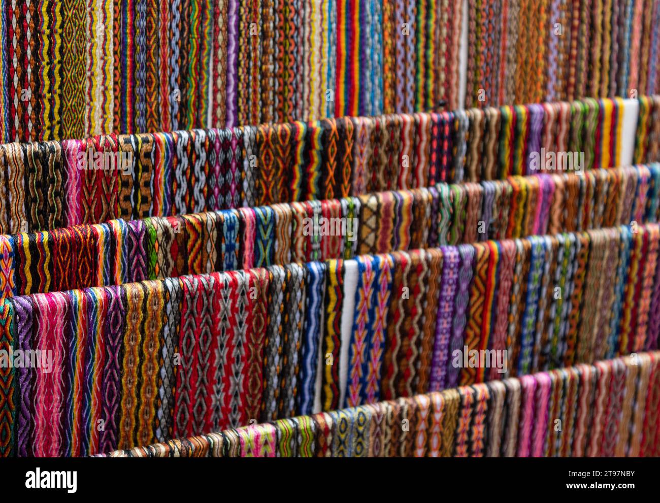 colorful South american indigenous hand clothes at market store Stock ...