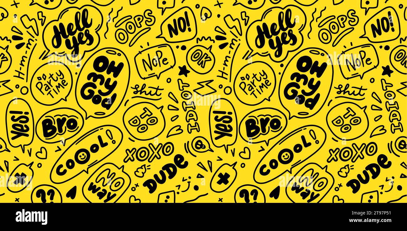 Seamless Trendy speech bubbles in flat hand drawn design with short ...