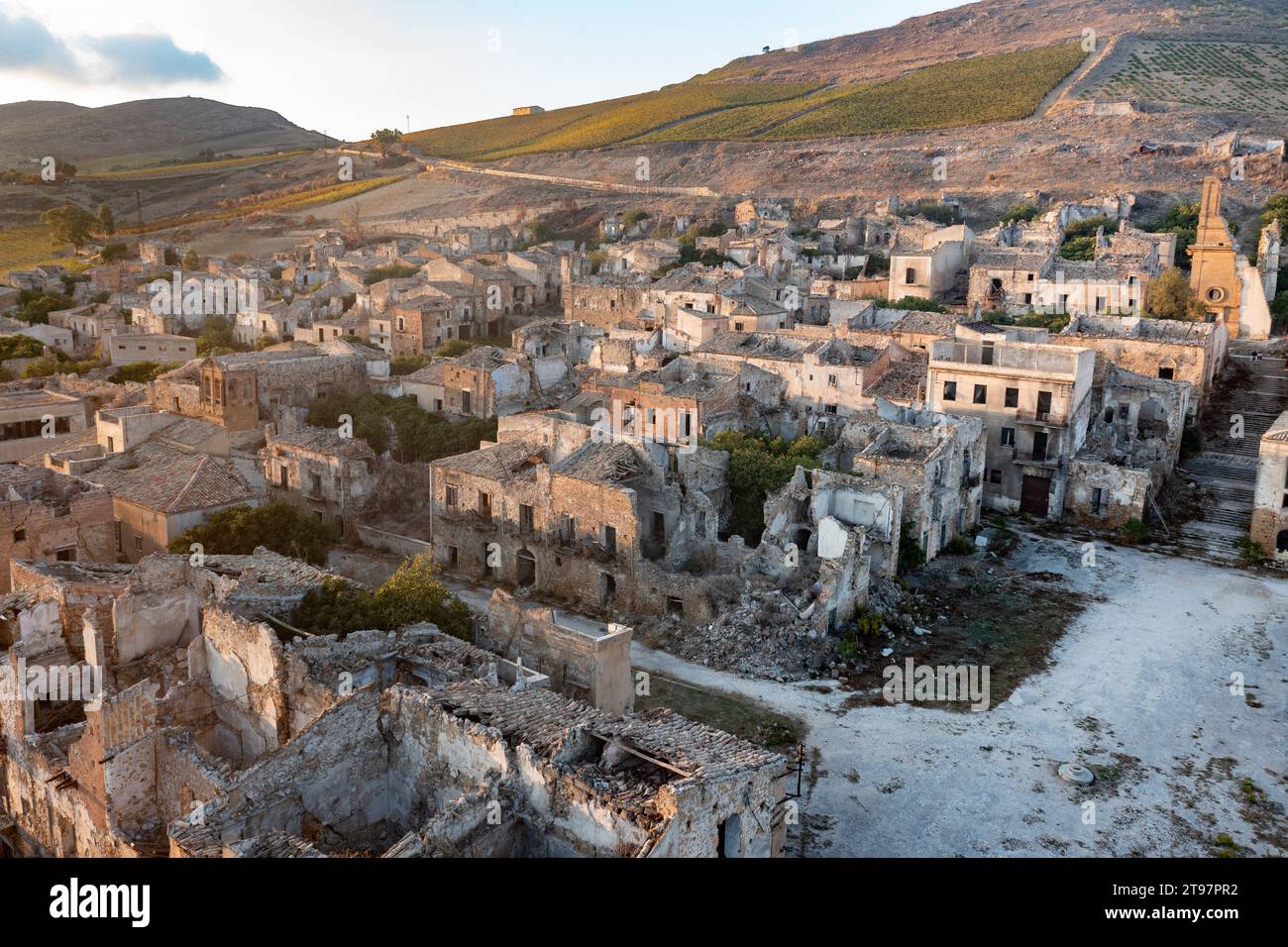 Italy, Sicily, Poggioreale, Ghost town ruined by earthquake Stock Photo ...