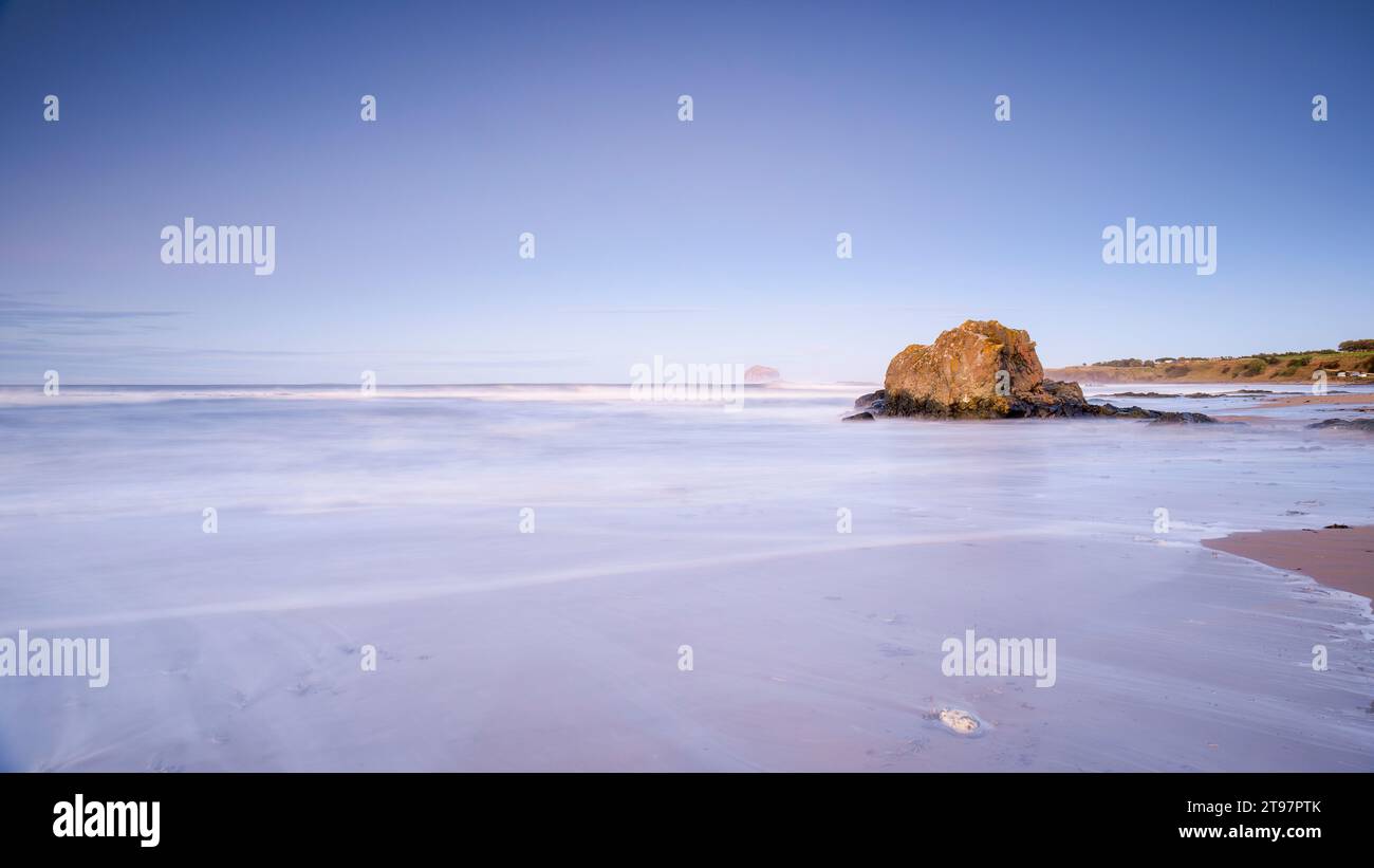 UK, Scotland, North Berwick, Long exposure of EastÂ LothianÂ coast ...