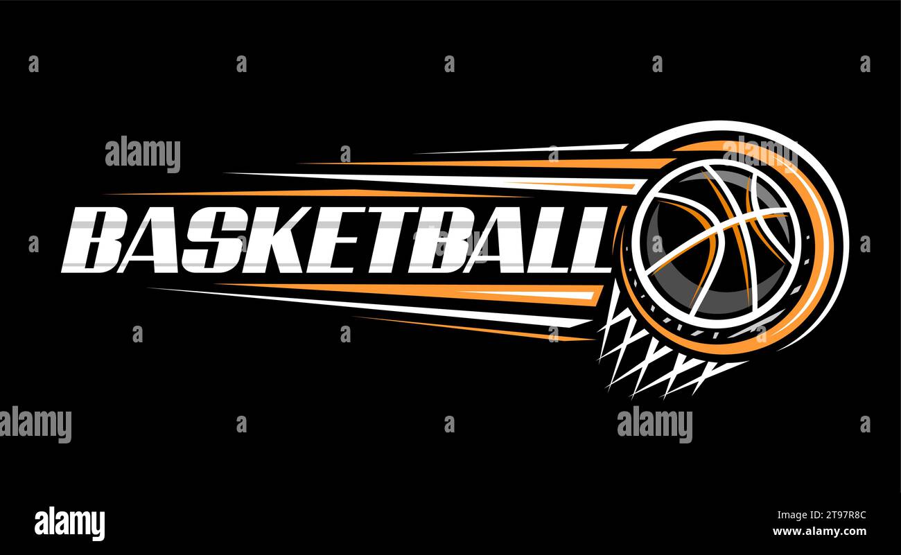 Vector logo for Basketball, decorative banner with contour illustration ...