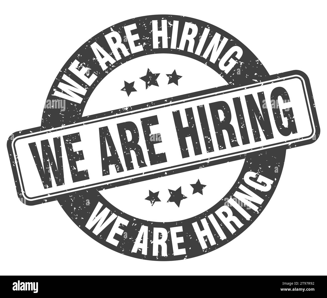 we are hiring stamp. we are hiring sign. round grunge label Stock ...