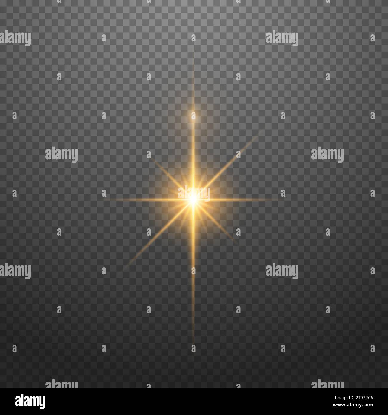 Light effect on a transparent background. A sparkling golden glare, a ...