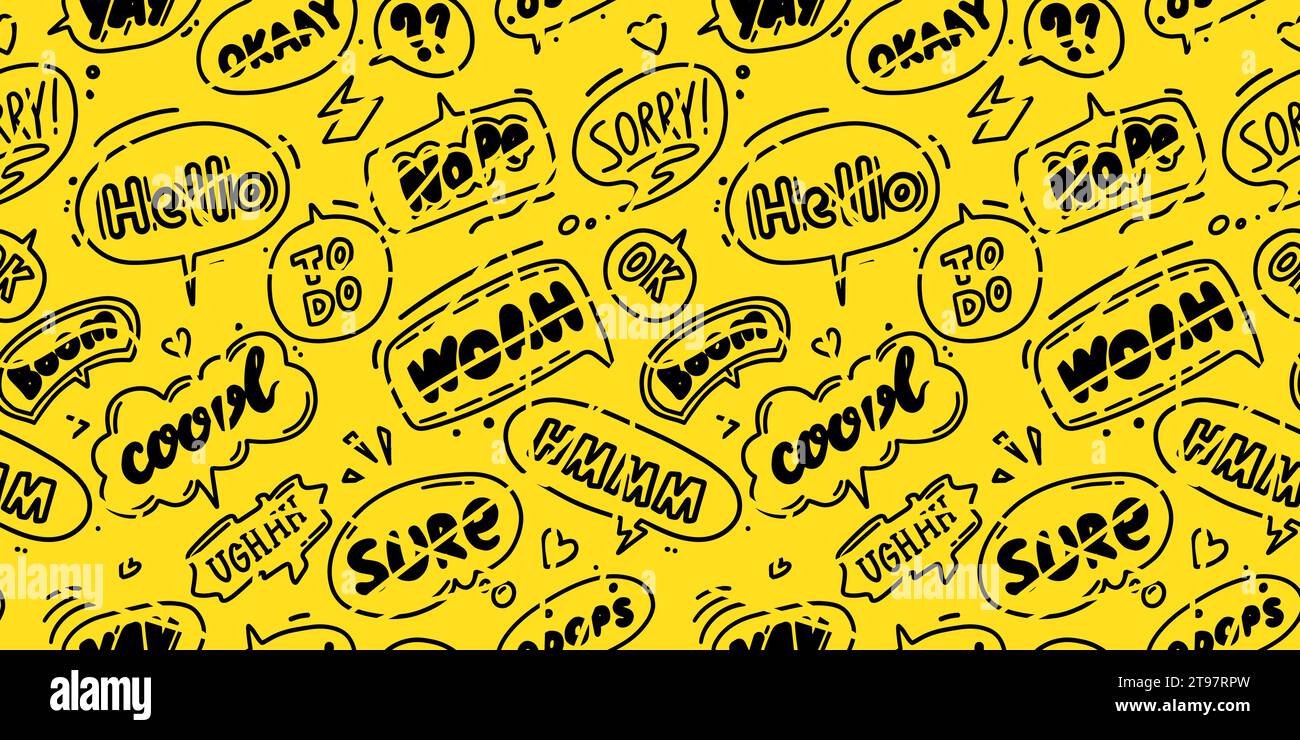 Seamless Trendy speech bubbles in flat hand drawn design with short ...
