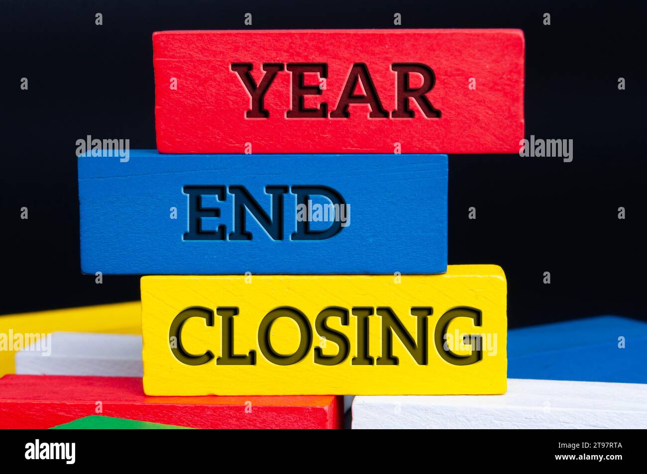 Year end closing text on colorful wooden blocks Stock Photo - Alamy