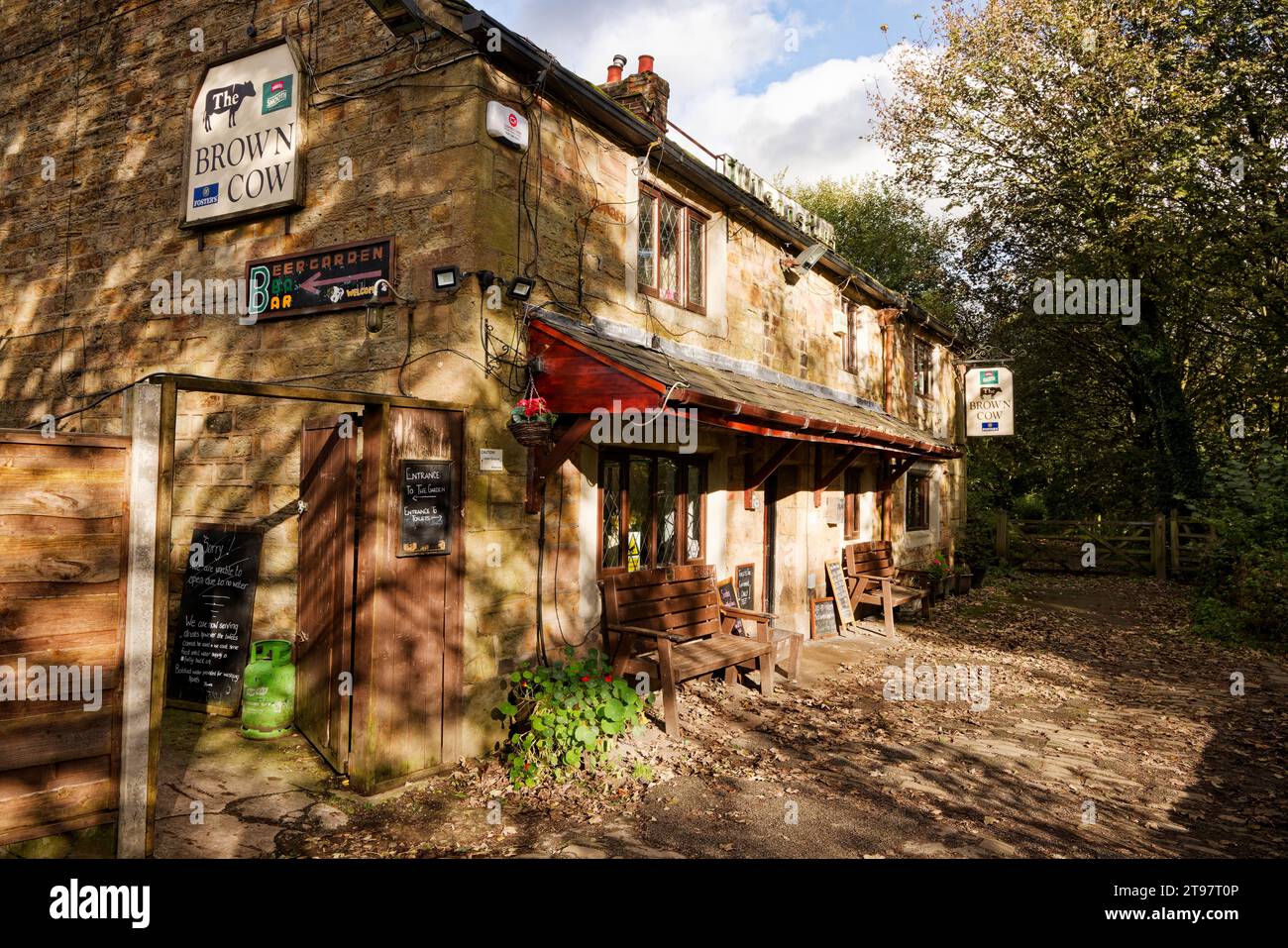 The Brown Cow pub, Burrs Country Park, Bury, Greater Manchester Stock ...