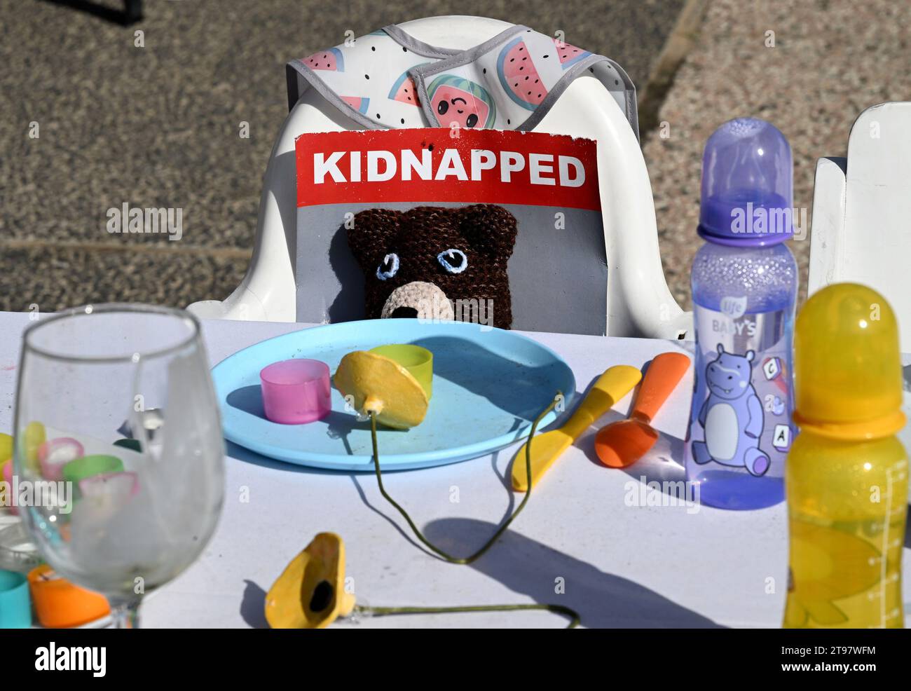 Tel Aviv, Israel. 23rd Nov, 2023. An installation of 240 empty chairs ...