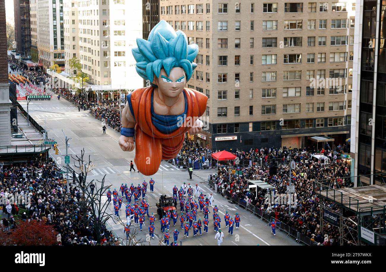 New York, United States. 23rd Nov, 2023. The balloon depicting Goku in ...