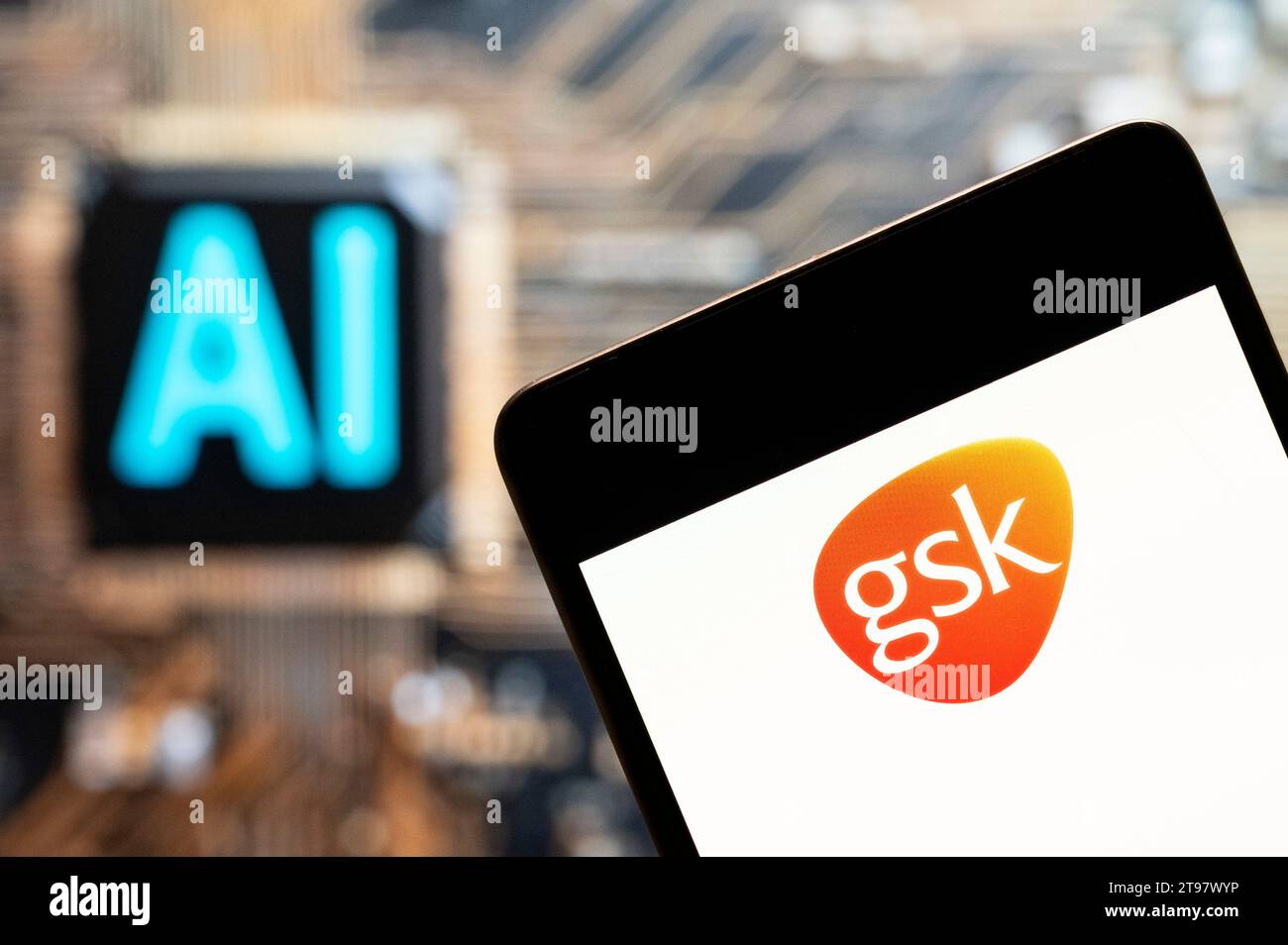 China. 03rd Nov, 2023. In this photo illustration, the British multinational pharmaceutical ...