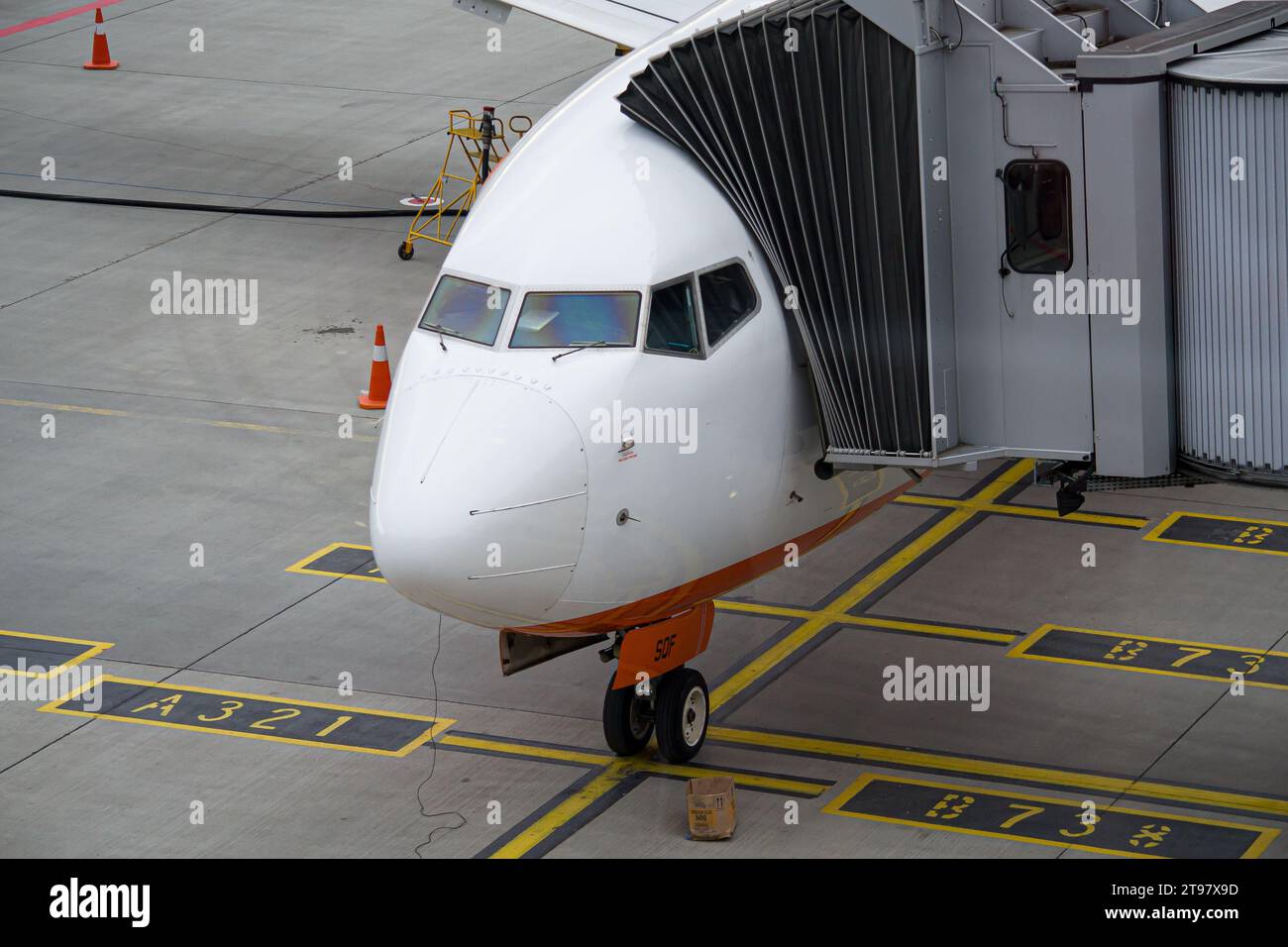 Close-up photo of a Ukrainian airline SkyUp Airlines' Boeing 737-800 ...