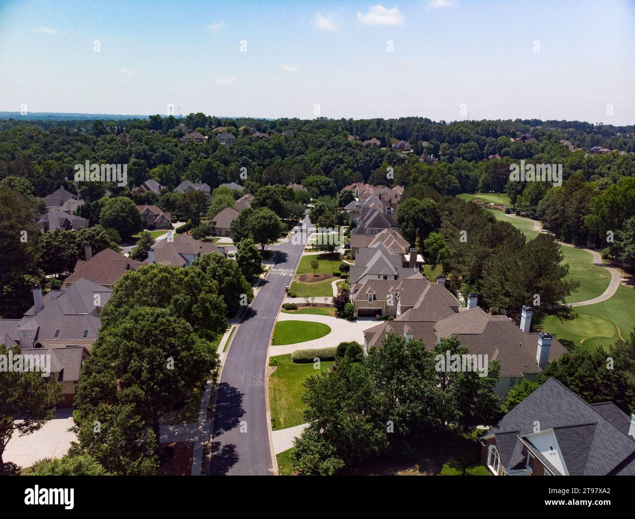 Aerial panoramic view of house cluster in a sub division in Suburbs ...