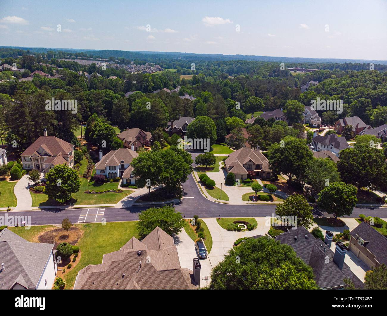 Aerial panoramic view of house cluster in a sub division in Suburbs ...