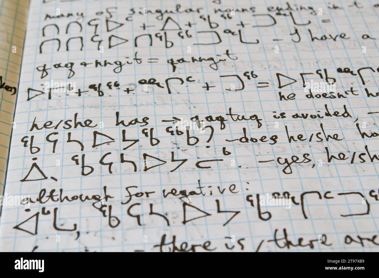 Learning foreign language — Inuktitut language handwriting notes. The ...