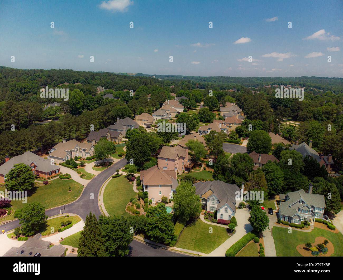 Aerial panoramic view of house cluster in a sub division in Suburbs ...