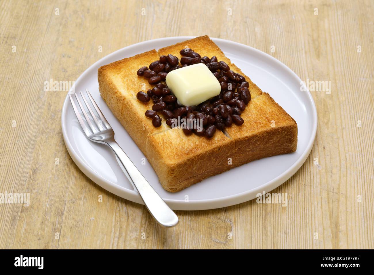 butter and sweet adzuki beans on toast, Nagoya specialty breakfast ...