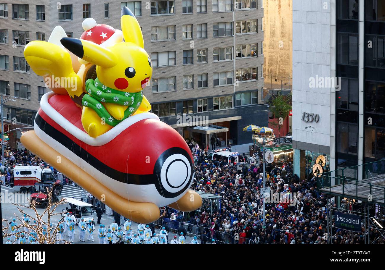 New York, United States. 23rd Nov, 2023. The Pikachu and Eevee balloon ...