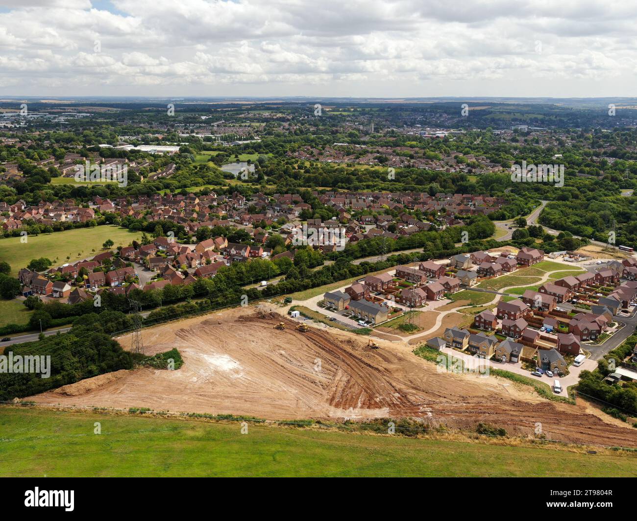 New Build Housing Estate during Construction Aerial View Stock Photo ...