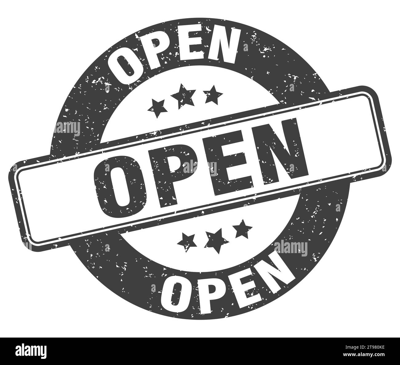 open stamp. open sign. round grunge label Stock Vector Image & Art - Alamy
