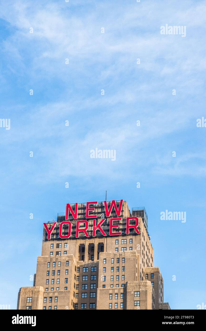 The New Yorker Hotel sign, Eighth Avenue, Manhattan, New York City ...
