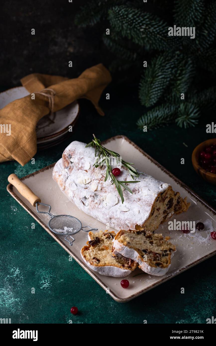 Stollen, traditional festive German Christmas cake Stock Photo - Alamy
