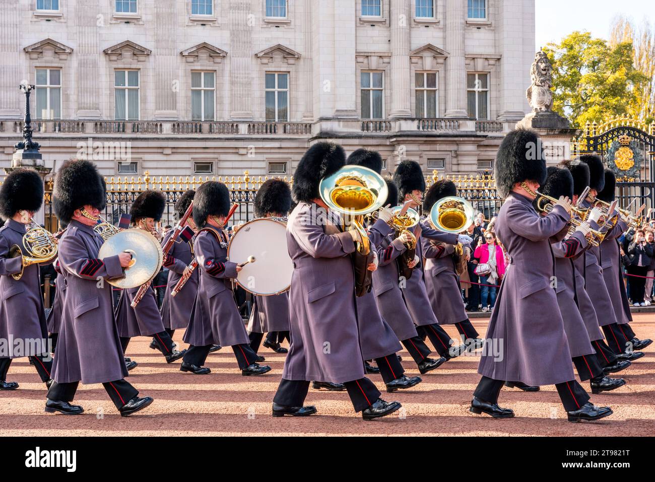 A Band Of The King's Guard Take Part In The Changing of The Guard Ceremony At Buckingham Palace ...