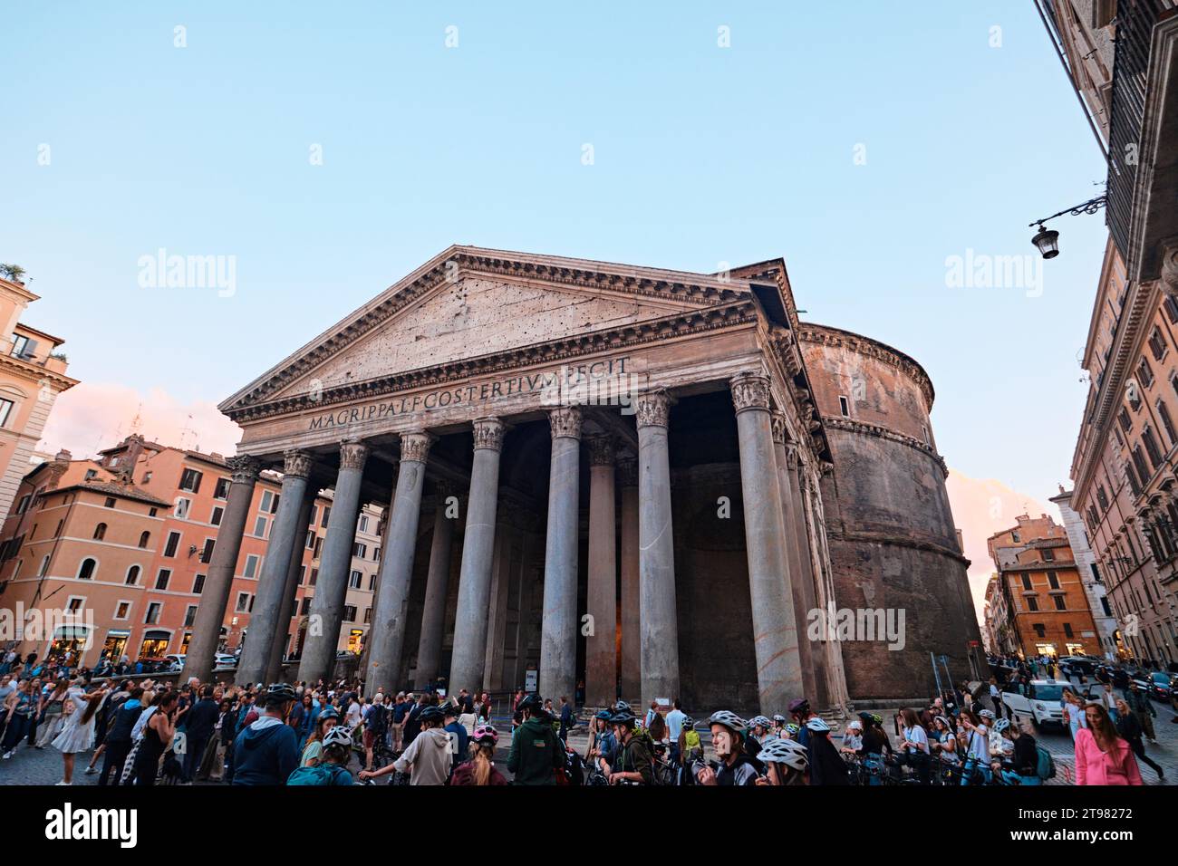 Rome, Italy - November 2 2023: Imposing facade of the ancient Pantheon ...