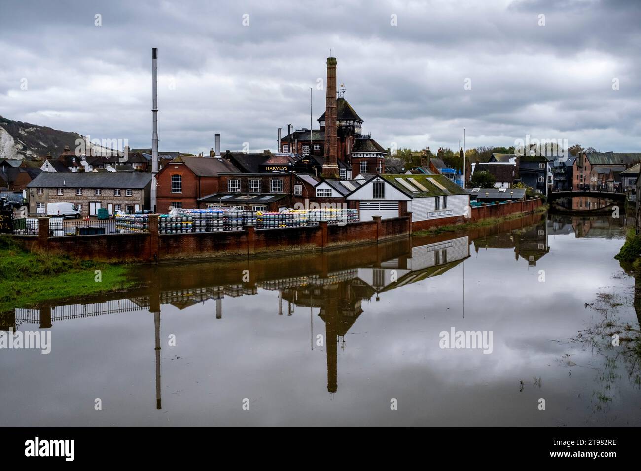 Harveys Brewery and The River Ouse, Lewes, East Sussex, UK Stock Photo ...