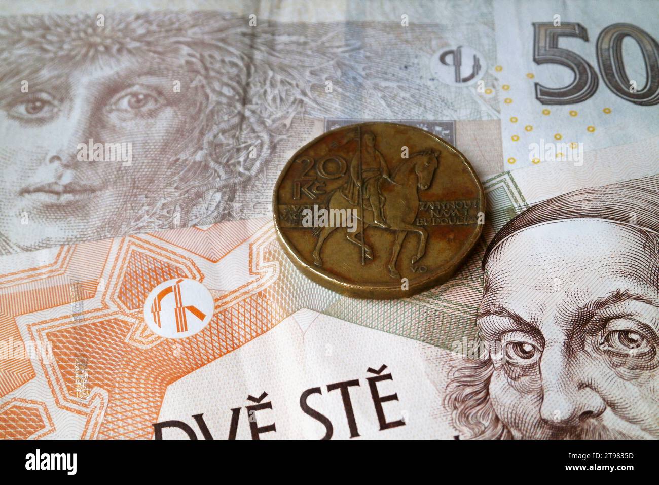 Czech Koruna coin and banknotes as background Stock Photo - Alamy