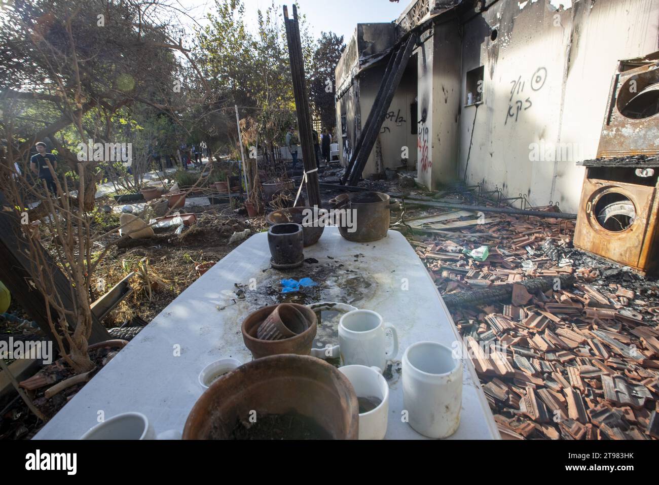 Illustration picture shows a visit to the kibbutz Be'eri in southern ...