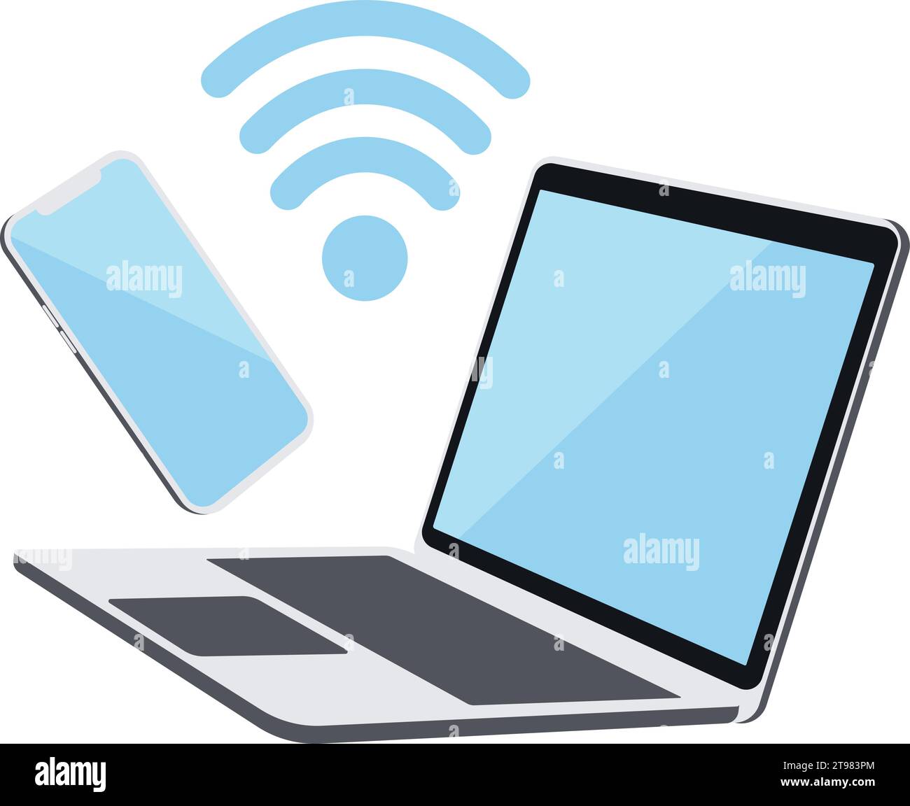 Wireless technology devices poster with laptop, smartphone and wifi ...