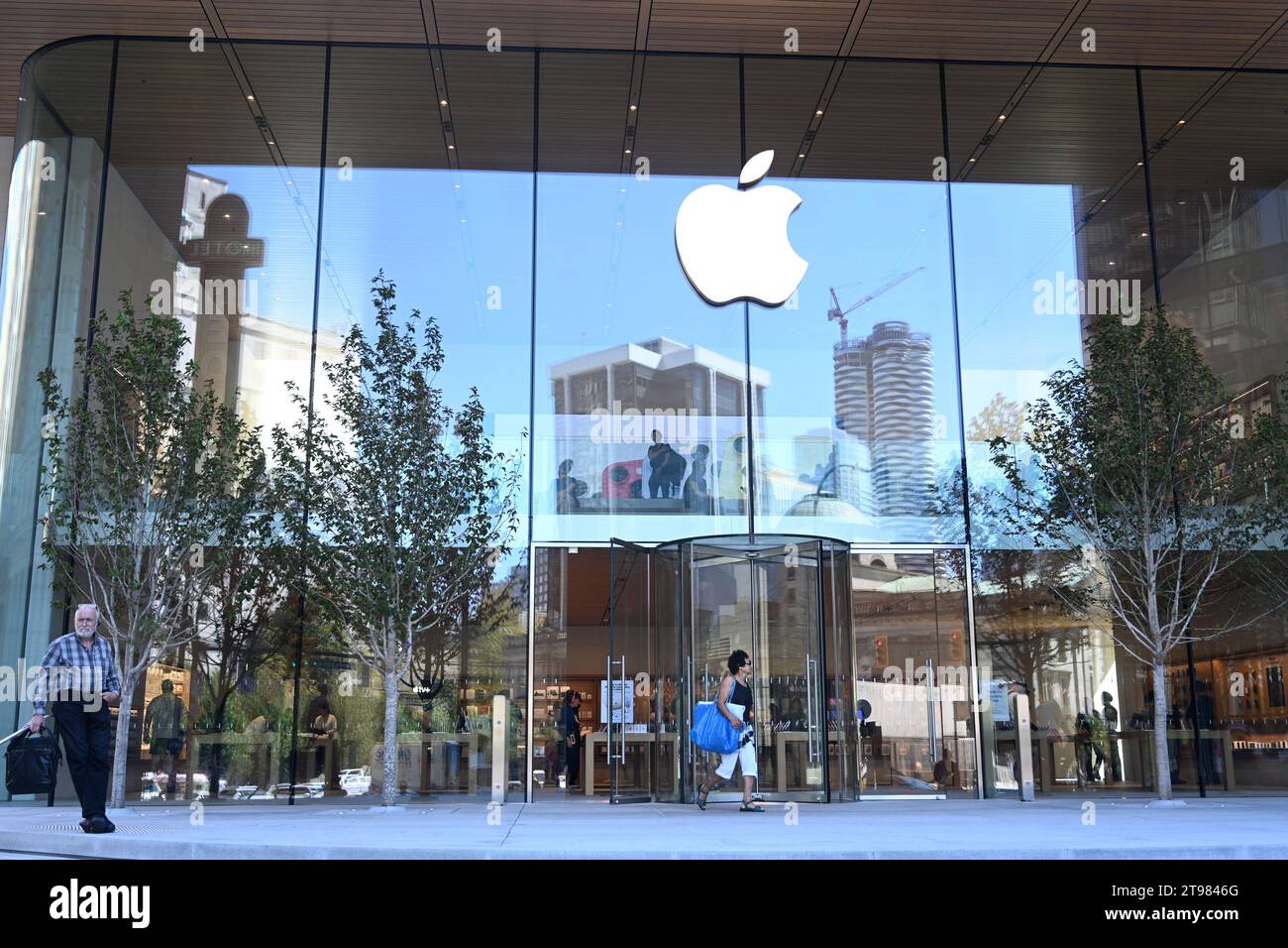 Vancouver, BC, Canada - August 16, 2023: The Apple Store Logo on the ...