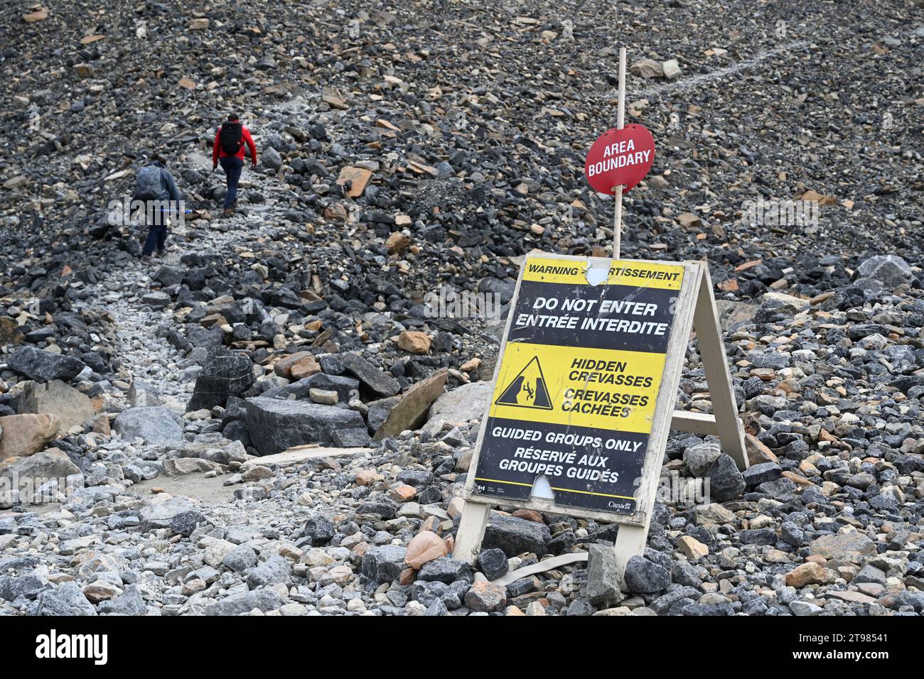 Banff National Park, Alberta, Canada - August 12, 2023: Warning sign ...