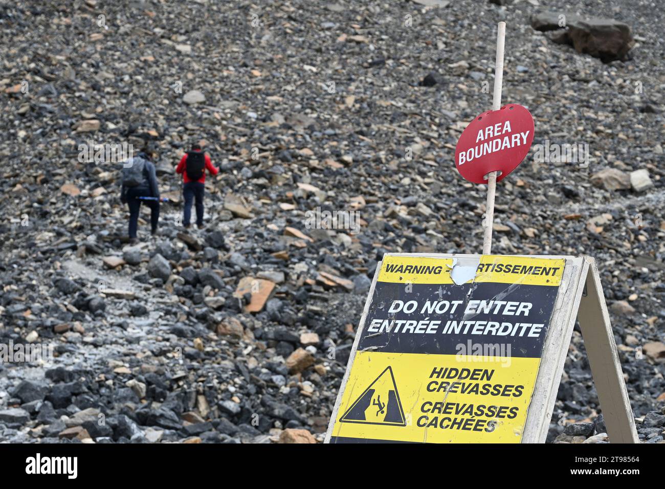 Banff National Park, Alberta, Canada - August 12, 2023: Warning sign ...