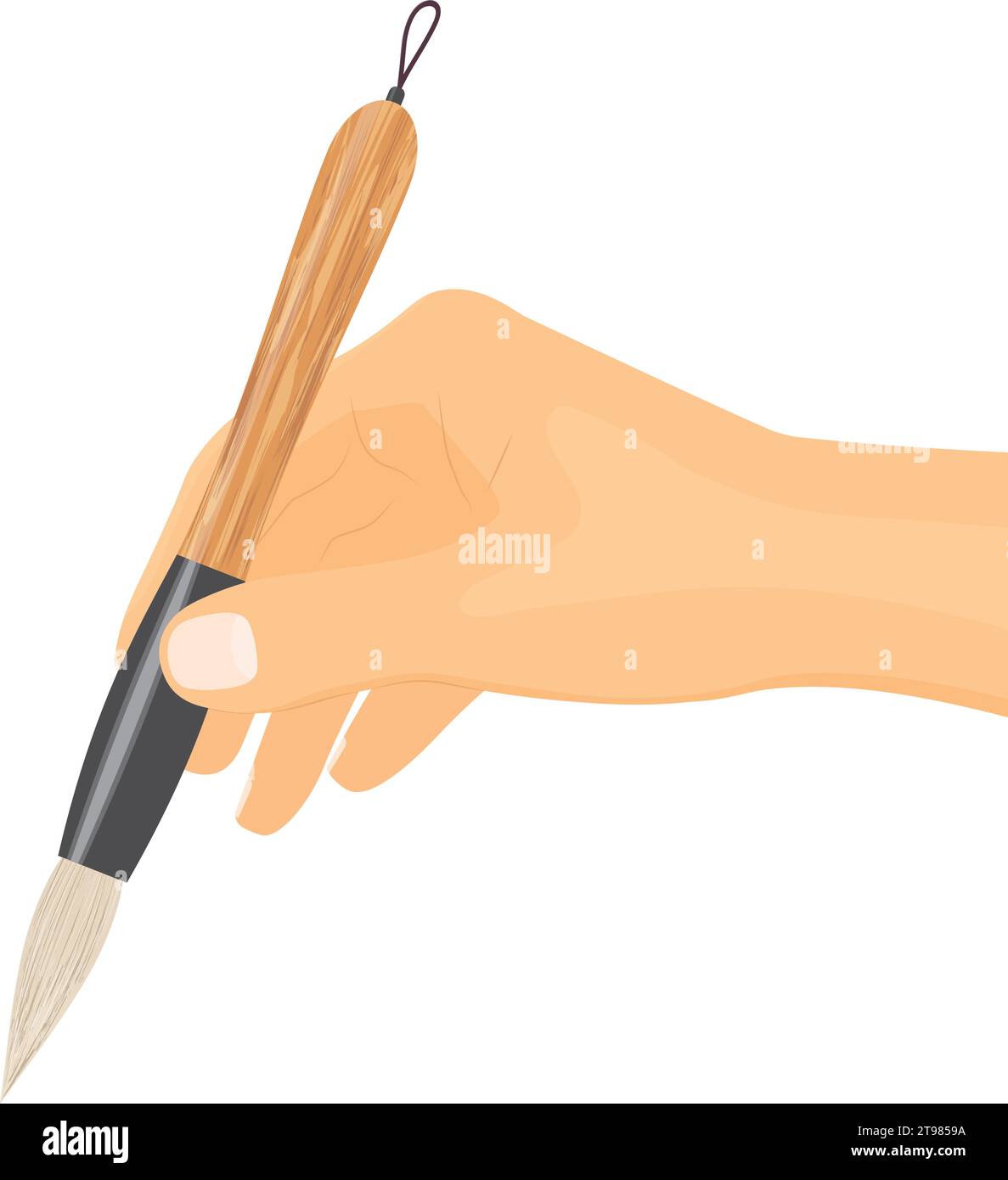 hand holding japanese calligraphy brush- vector illustration Stock ...