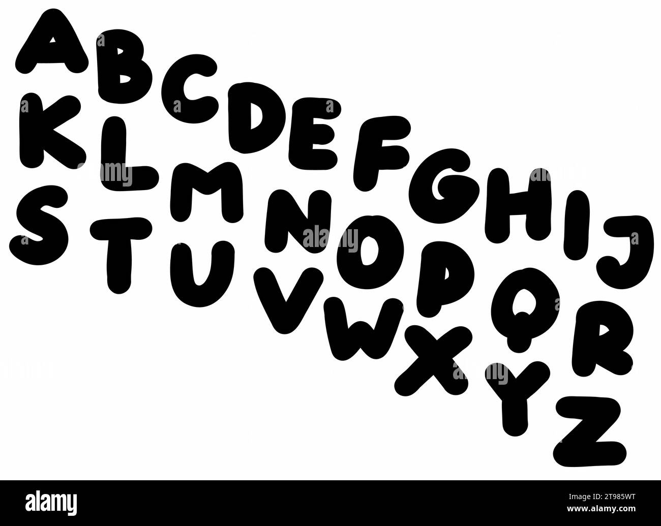 Rounded black english latin abc alphabet font A to Z collection. Vector ...