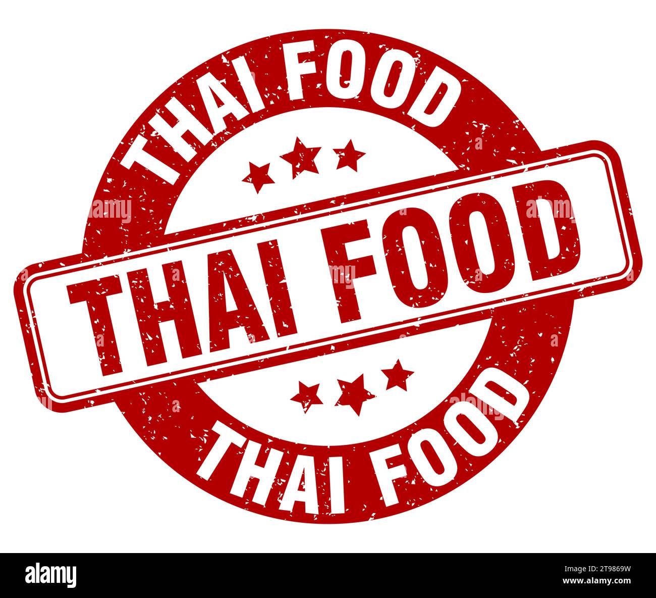 thai food stamp. thai food sign. round grunge label Stock Vector Image ...