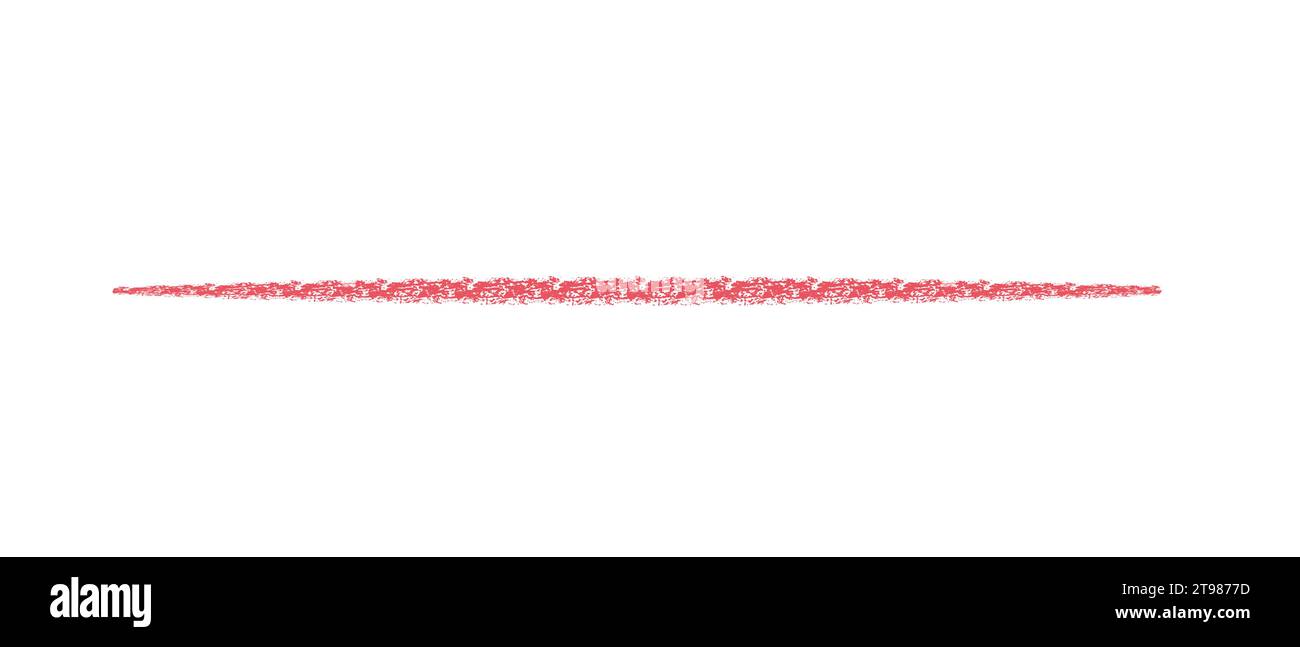 Hand drawn red thin simple line drawn with wax crayon, chalk or ...