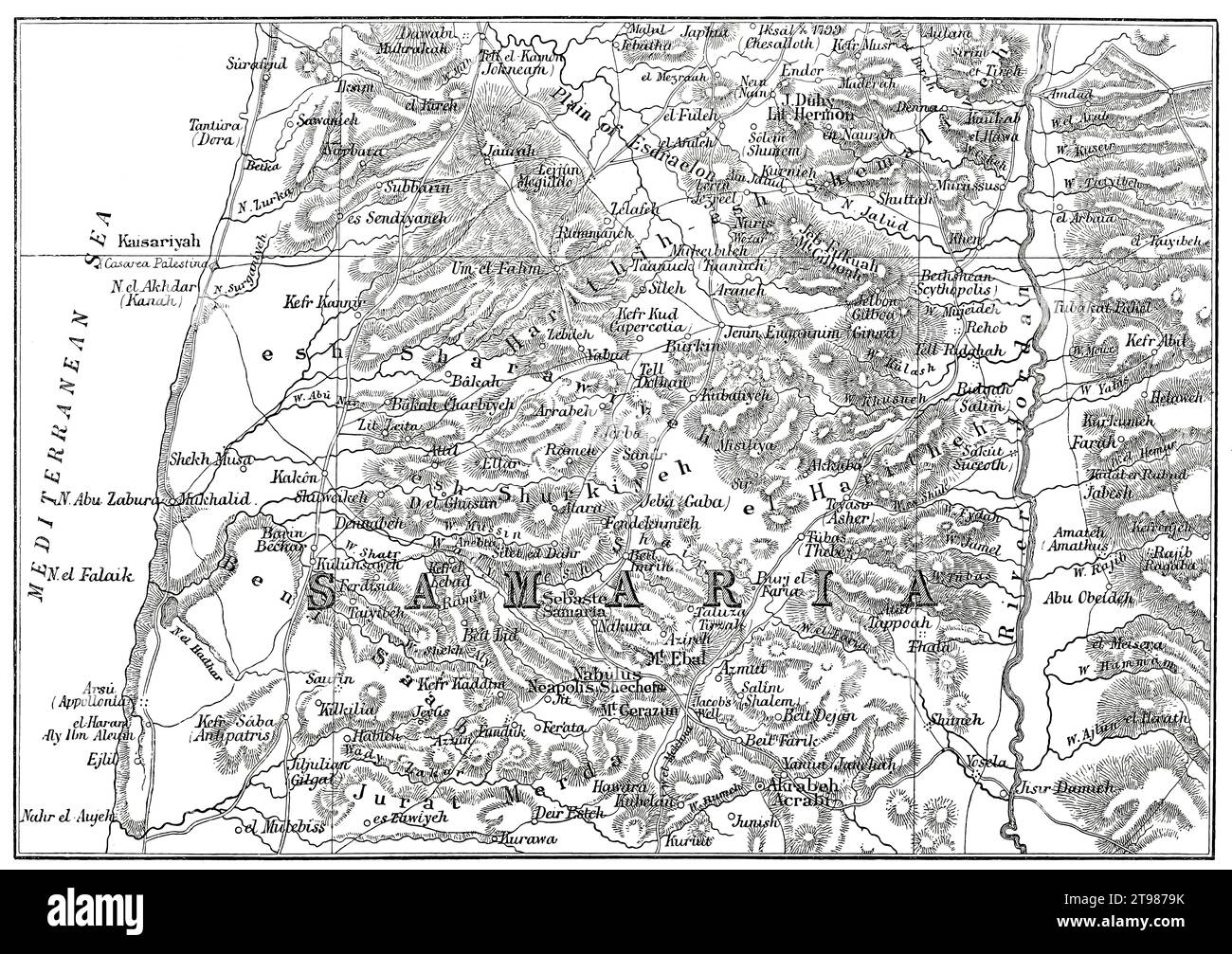 Historical map from 1859, Samaria, now part part of the West Bank Stock ...